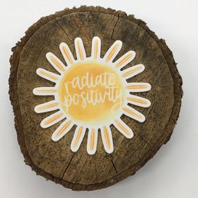 Sun "Radiate Positivity" Watercolor Vinyl Sticker – Checkerboard Market